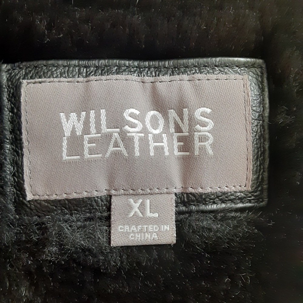 Wilsons Leather Bomber Jacket Xl Black Aviator Fur Co… - Gem